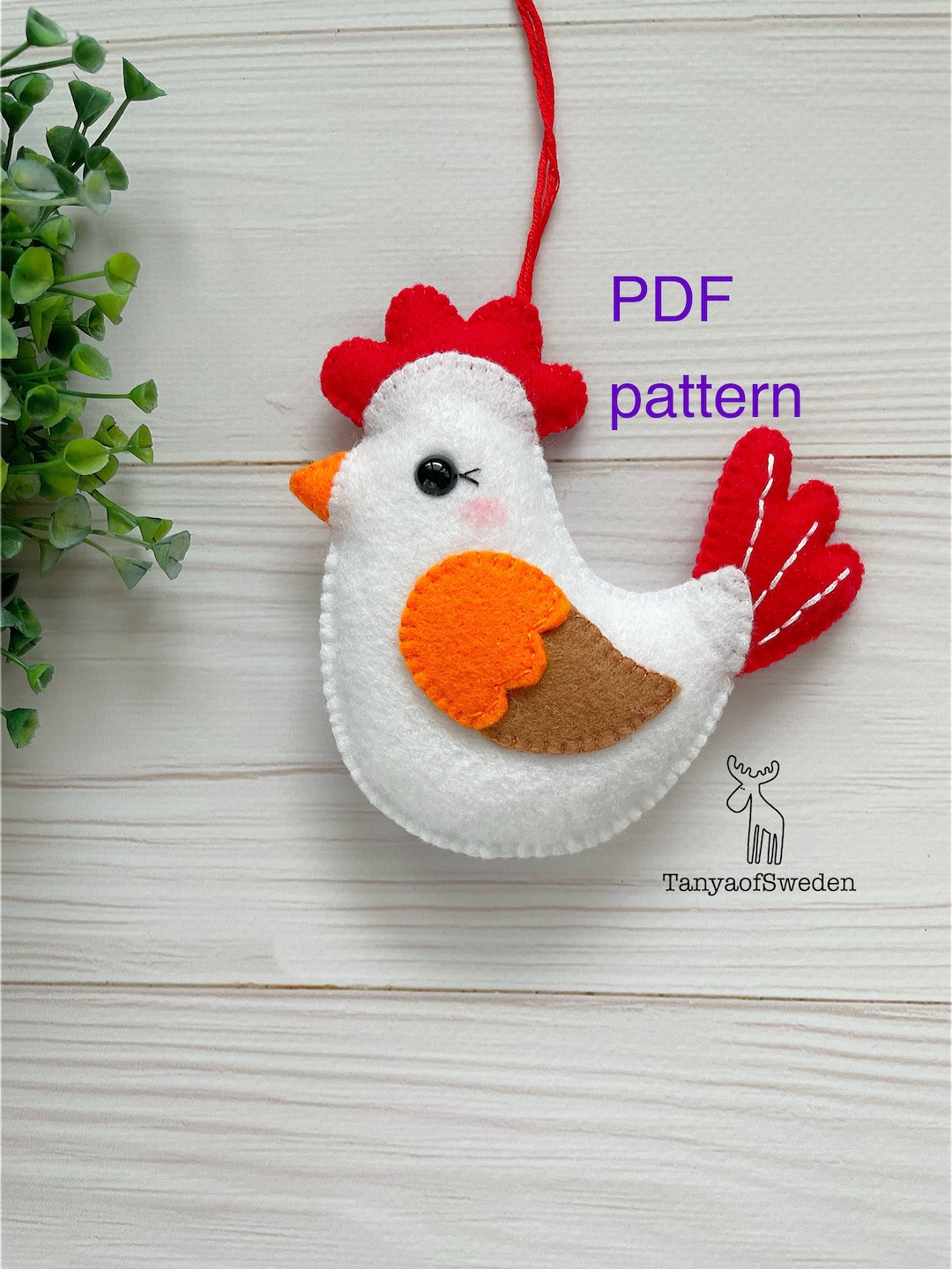Felt Hen Pdf Pattern Easter Hen Ornament Pdf Felt Chicken Pattern - Etsy