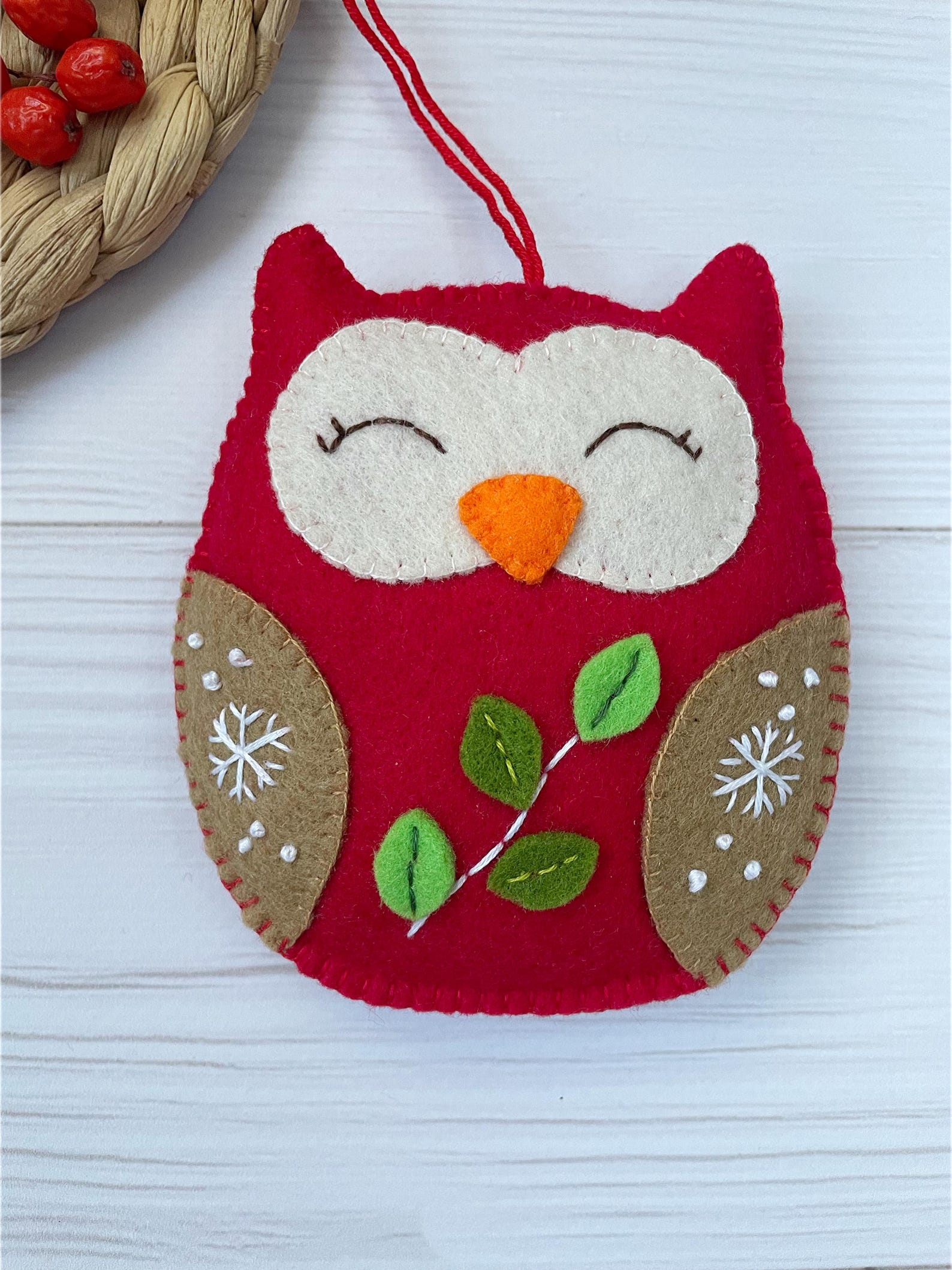 Felt Christmas Owl Pattern: DIY Ornament Tutorial (PDF Download) - Etsy