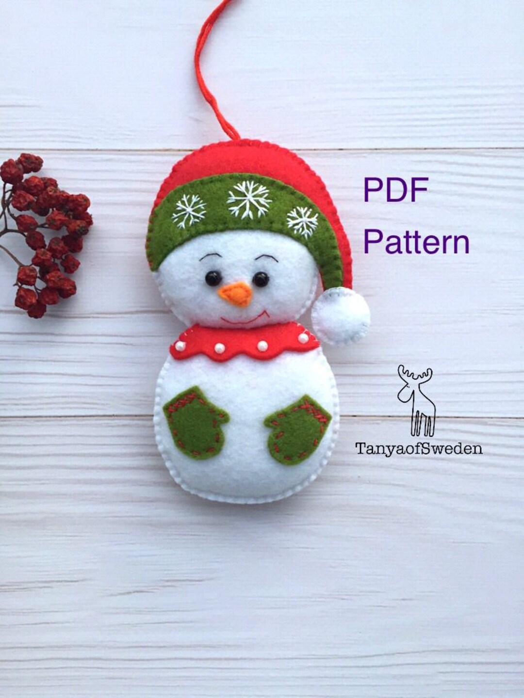 Felt Snowman Pdf Pattern Snowman Ornament Patter Sewing - Etsy