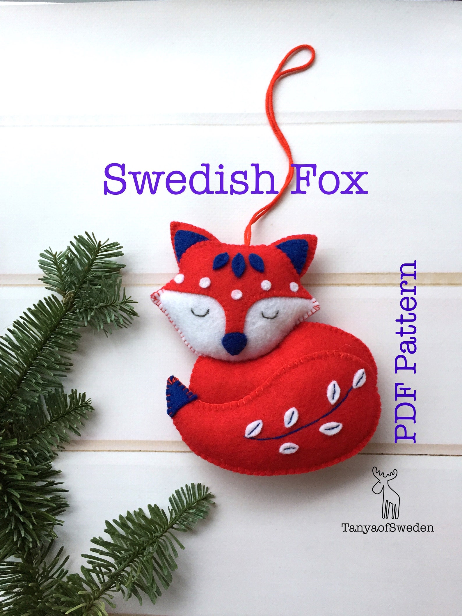 Felt Fox Sewing Pattern, Swedish Fox Felt Ornament, Felt Fox Digital ...