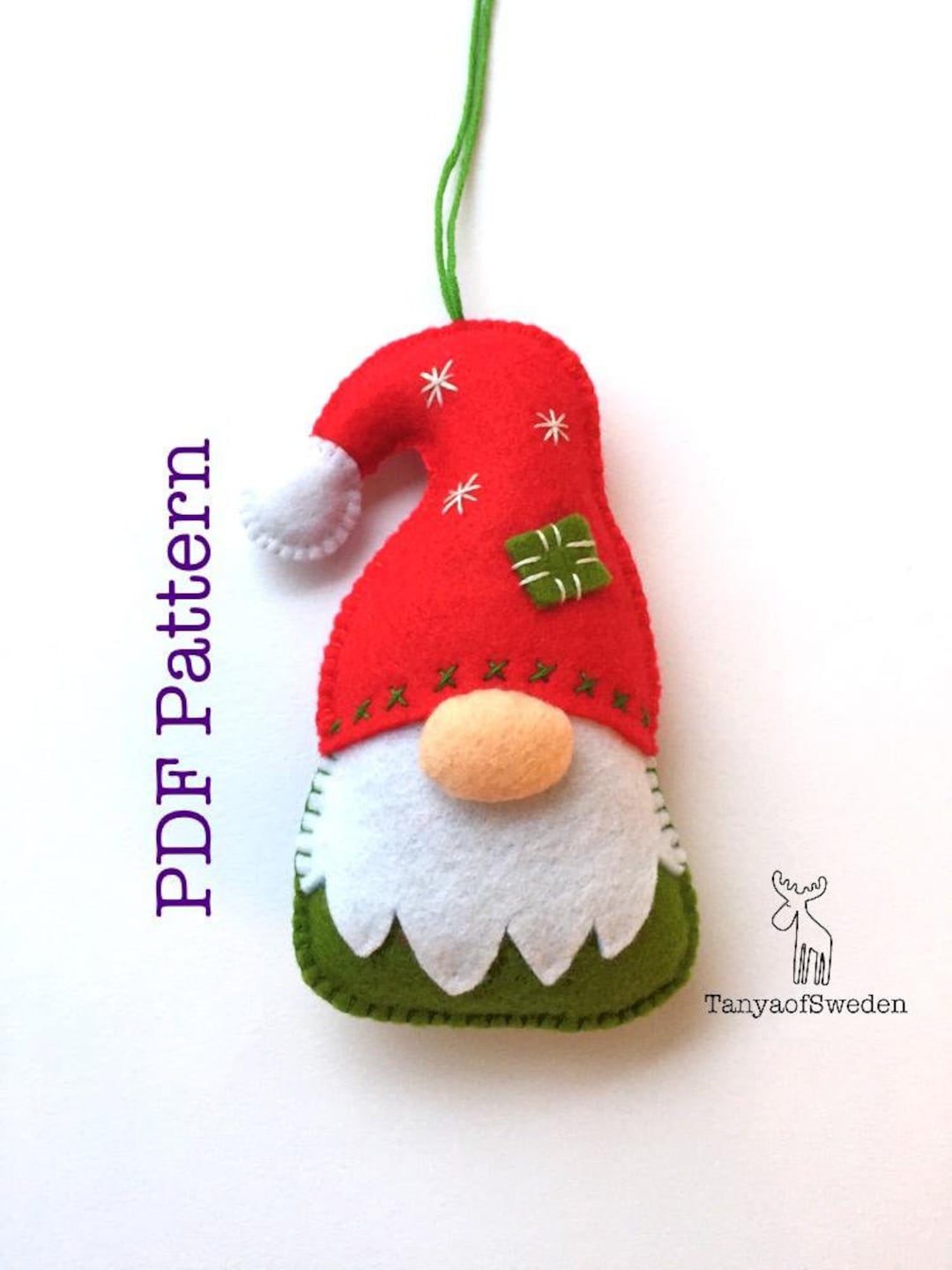 Swedish Gnome Ornament PDF, Felt Gnome Pattern, Christmas Gnome Sewing ...
