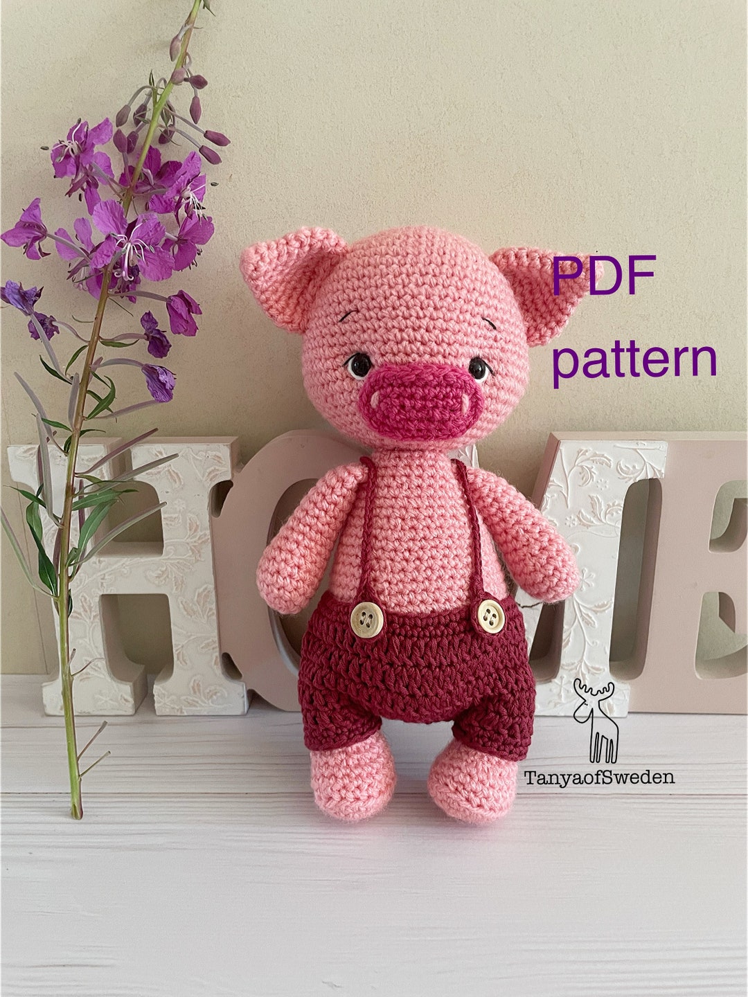 Crochet Pig Pattern Amigurumi Cute Pig Pdf Tutorial Pig Pattern in ...