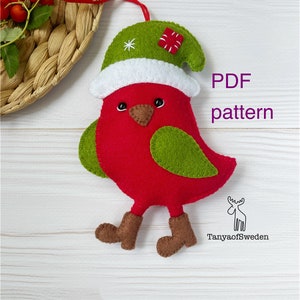 Felt Christmas Bird Ornament PDF Pattern: DIY Winter Decor - Etsy