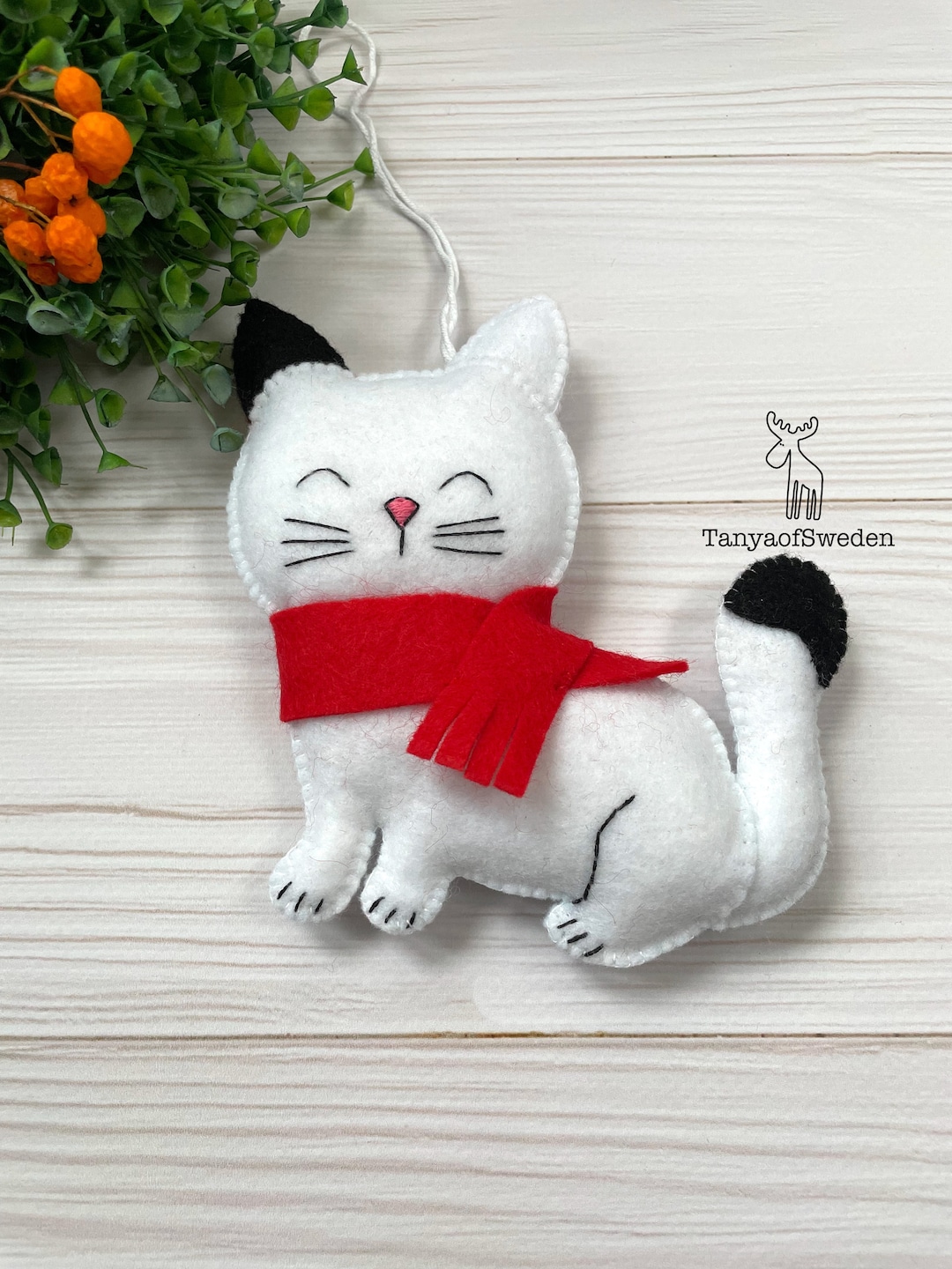 White Christmas Cat Felt Cat Ornament Christmas Ornaments - Etsy