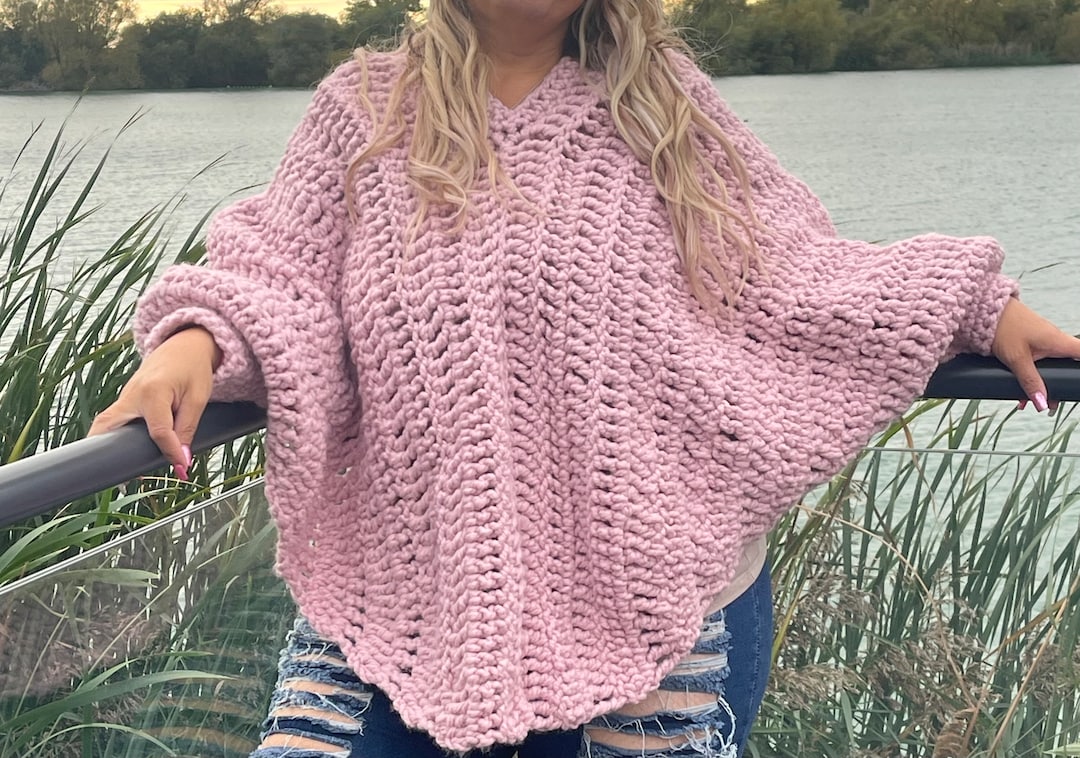 Crochet Sweater Pattern, Easy Crochet Jumper Pattern, Chunky Poncho ...