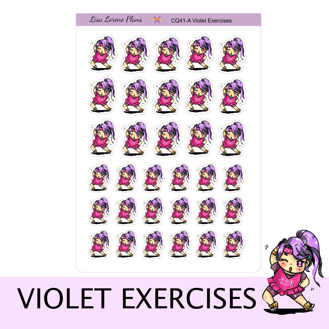 VIOLET EXERCISES Planner Stickers | EXCLUSIVE Character| CQ41-A - Etsy