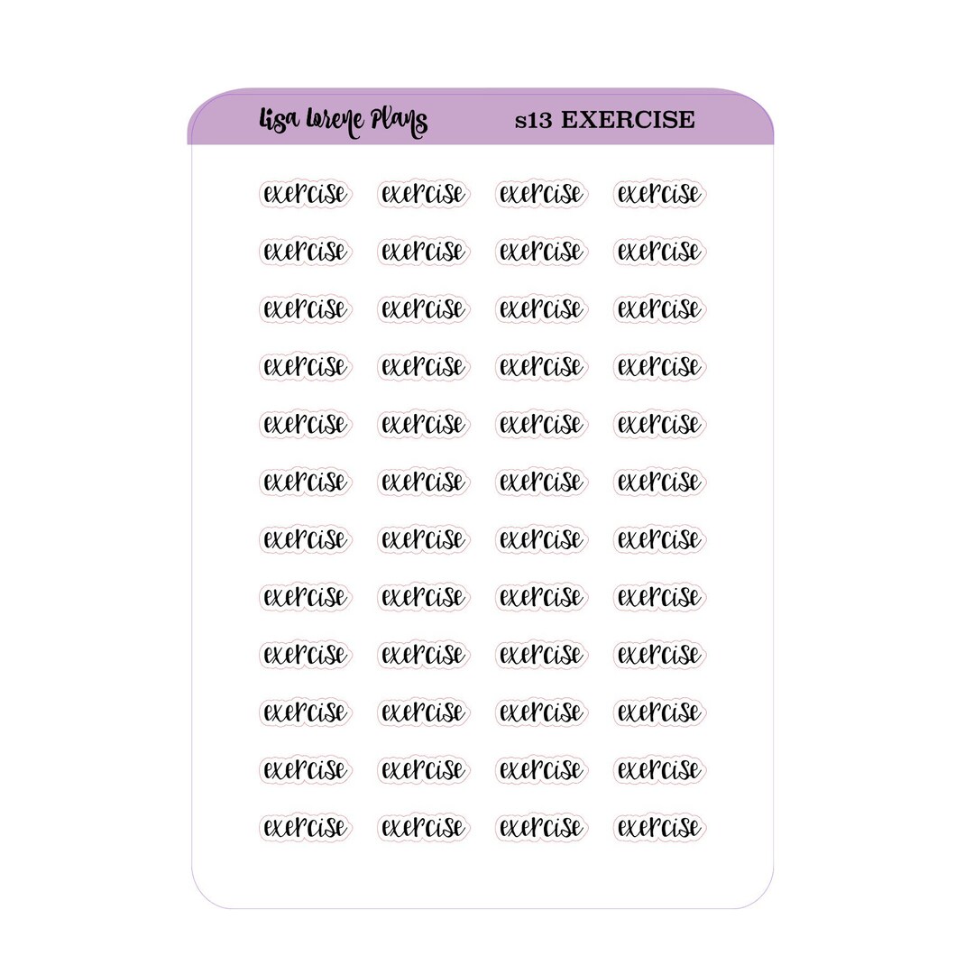 EXERCISE Script Typography Planner Stickers S13 - Etsy