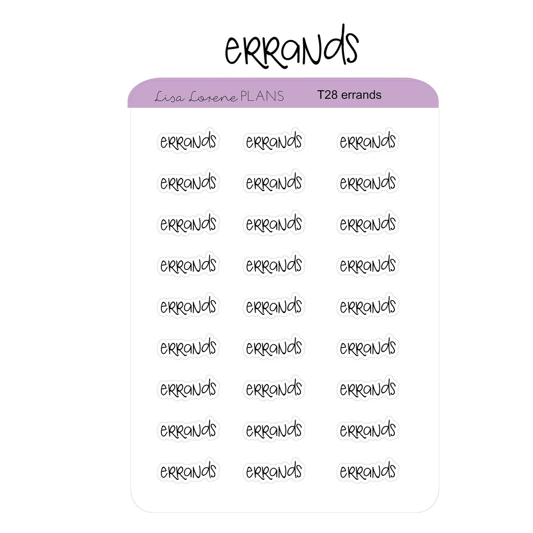 ERRANDS Script Typography Planner Stickers | T28 - Etsy
