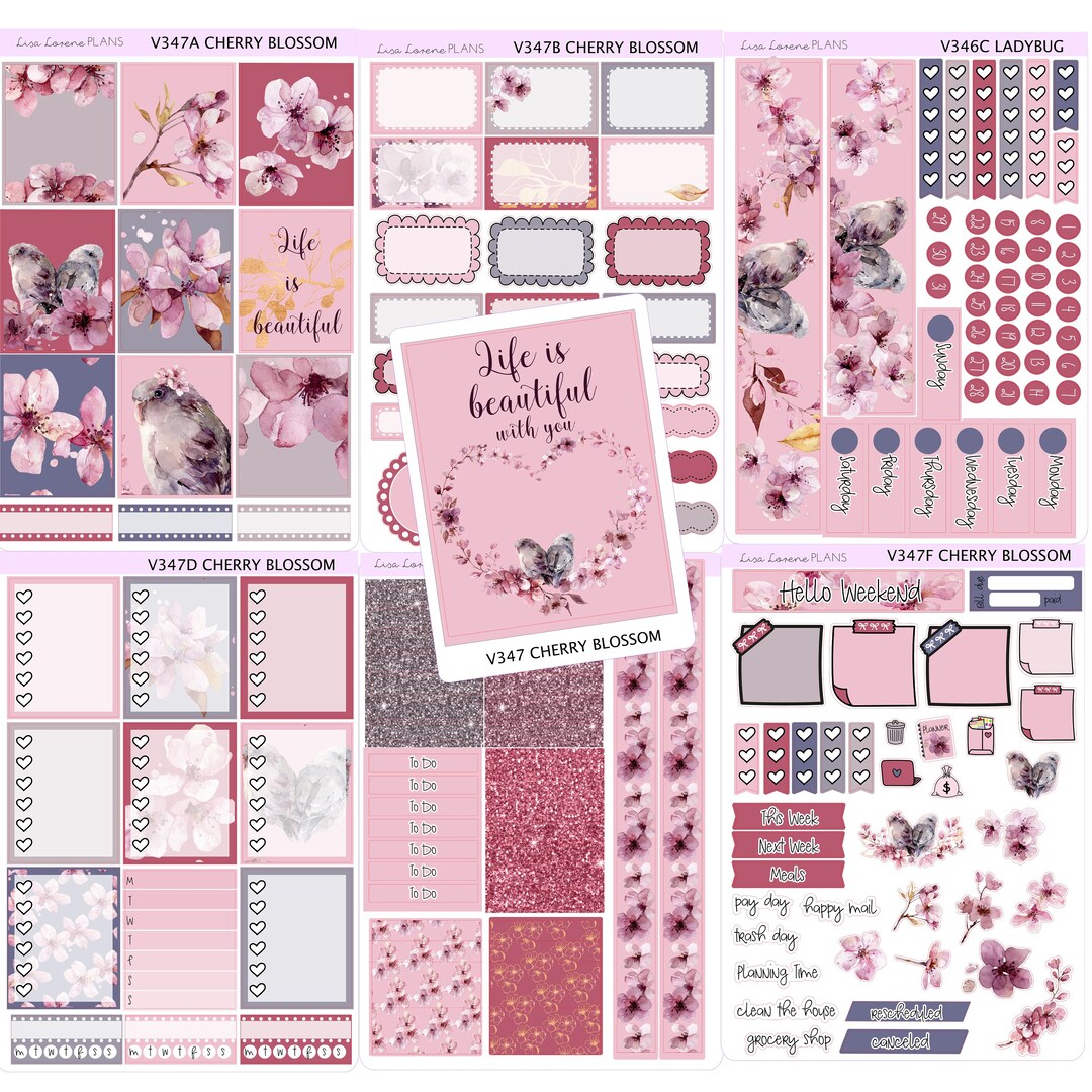 CHERRY BLOSSOM Weekly Sticker Kit | Vertical Planner | Kit Perfect ...