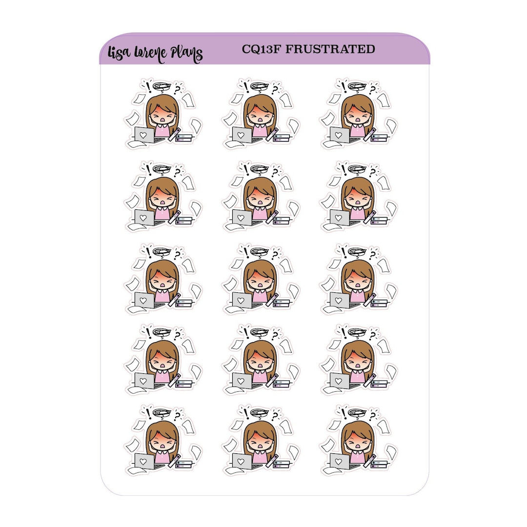 FRUSTRATED Planner Stickers | Doodle Character | Neutral Stickers for ...