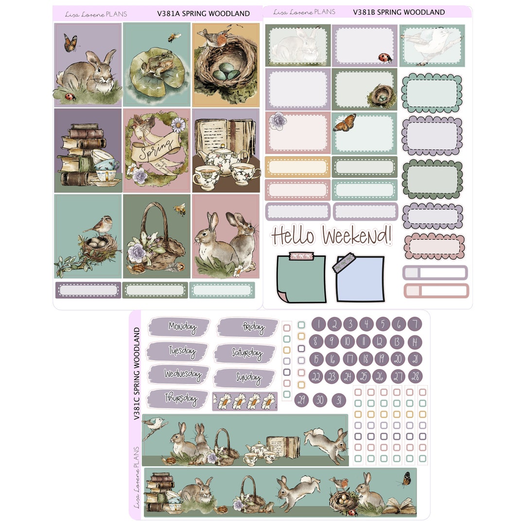 SPRING WOODLAND Weekly Sticker Kit | Vertical Planner | Perfect for ...