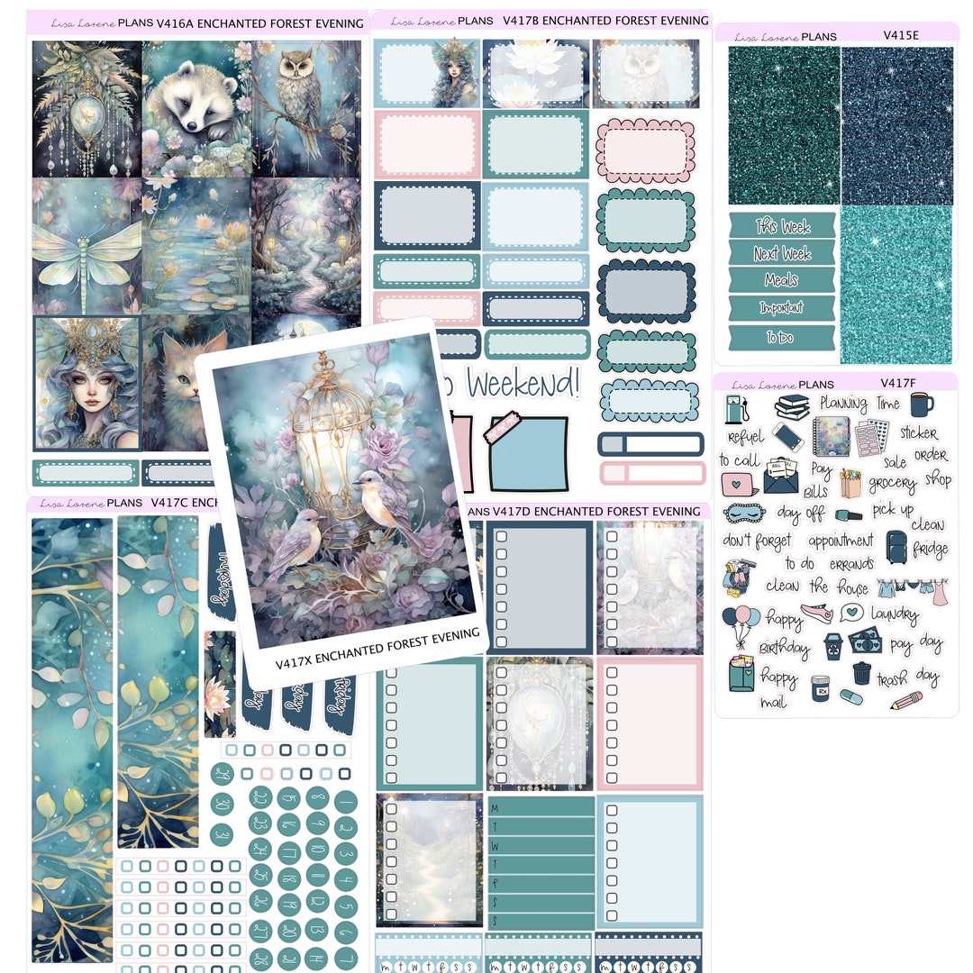 ENCHANTED FOREST EVENING Weekly Planner Sticker Kit | Vertical Planner ...