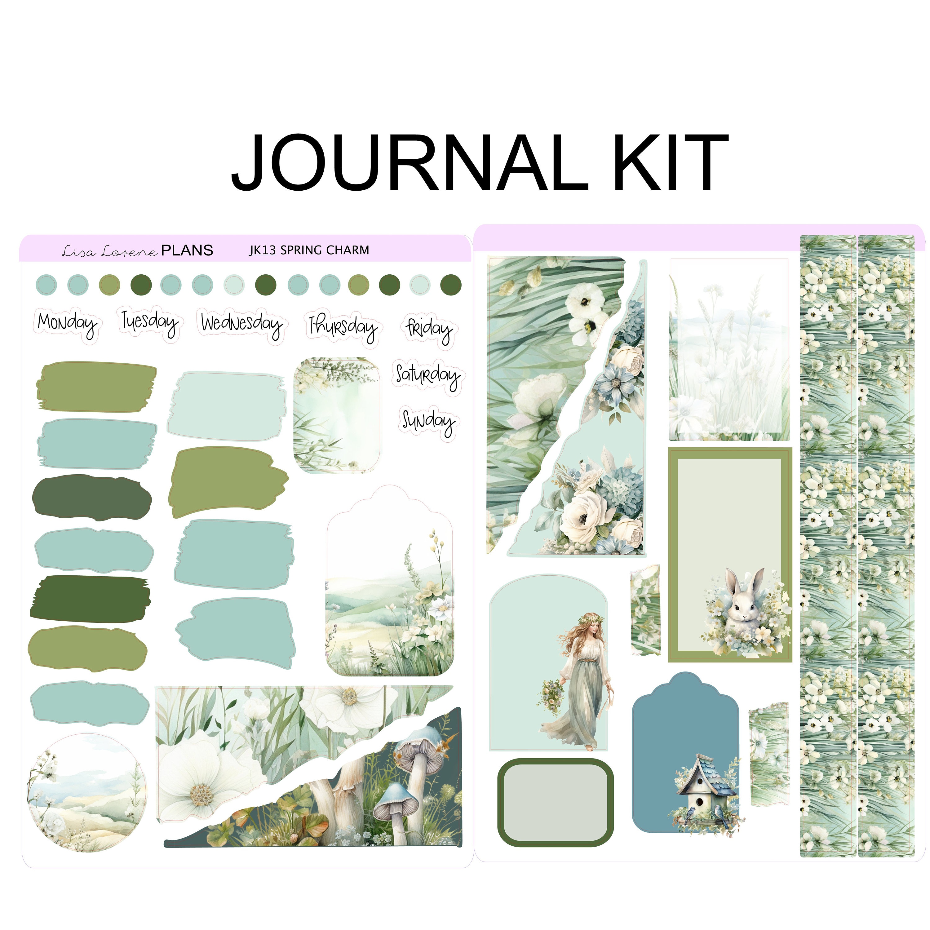 SPRING CHARM Bujo Journaling Sticker Kit Perfect for Many Planners JK13 ...