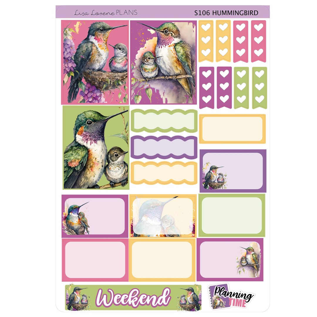 HUMMINGBIRD BIRD Mini Planner Sticker Kit | Perfect for Many Planners ...