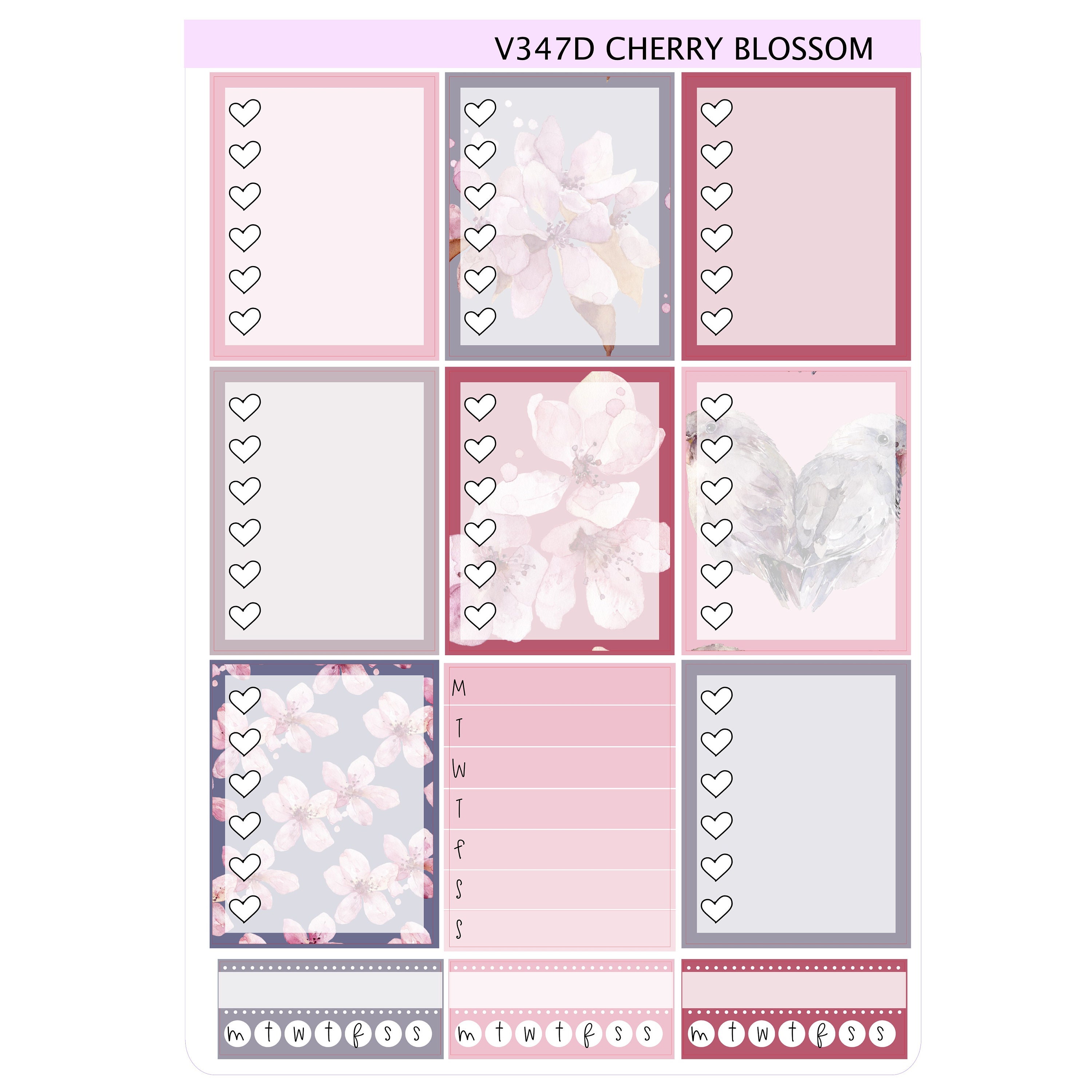 WK 129 Weekly Sticker Kit and Add Ons Cherry Blossom Labels, Stickers ...