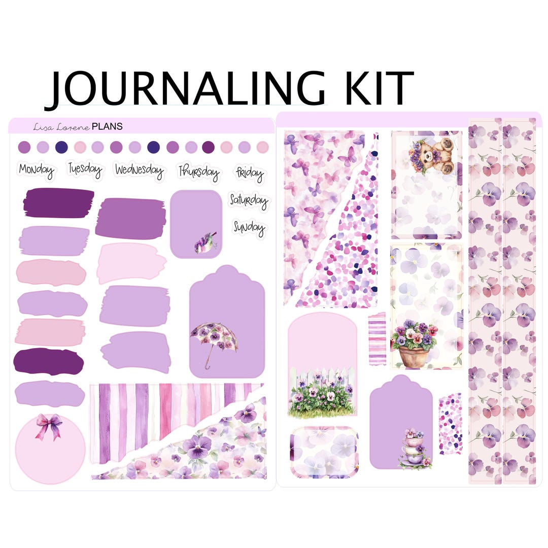 SPRING PANSY PARADISE Bujo Journaling Sticker Kit Perfect for Many ...