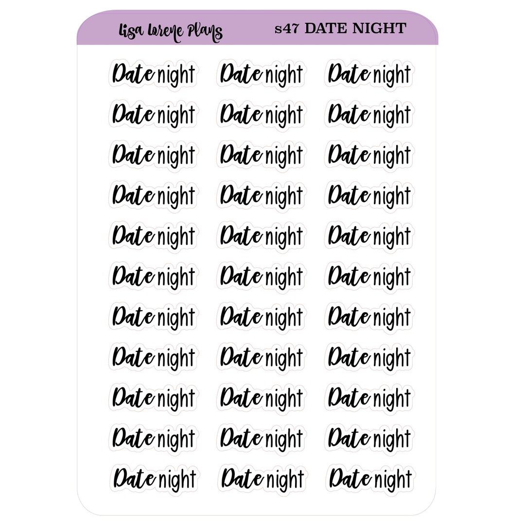 DATE NIGHT Script Typography Planner Stickers | S47 - Etsy