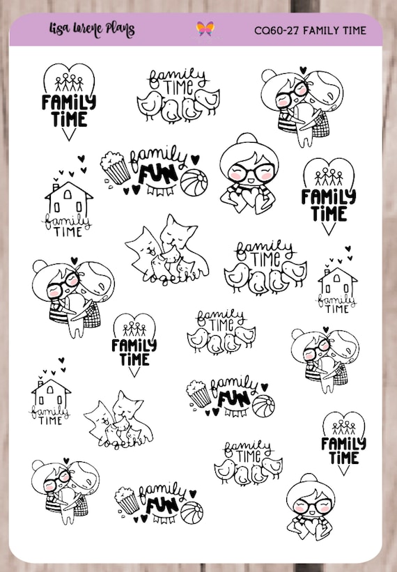 SANDY FAMILY TIME Planner Stickers Doodle Character - Etsy