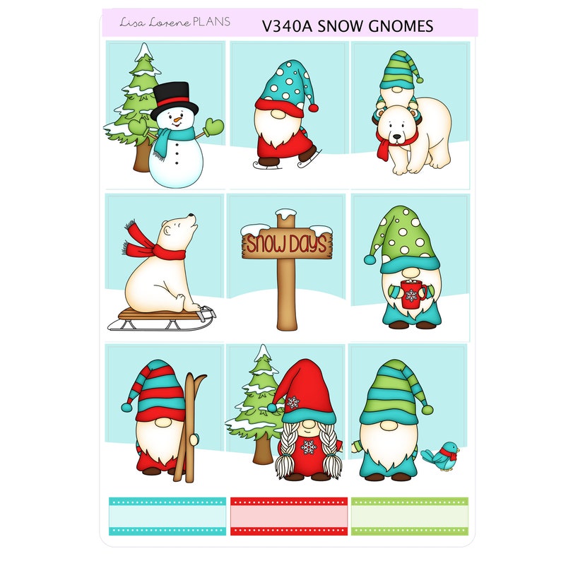 SNOW GNOMES Christmas Weekly Sticker Kit | Vertical Planner | Kit ...