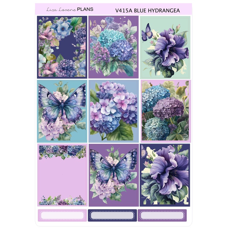 BLUE HYDRANGEA Weekly Planner Sticker Kit | Vertical Planner | Perfect ...
