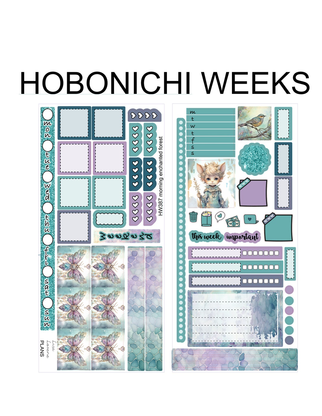 ENCHANTED FOREST MORNING Weekly Set for Hobonichi Weeks Sticker Kit ...