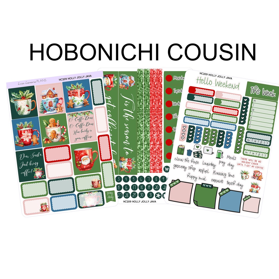 HOLLY JOLLY JAVA Hobonichi Cousin Weekly Planner Sticker Kit - Etsy