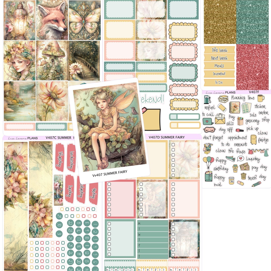 SUMMER FAIRY Weekly Planner Sticker Kit | Vertical Planner | Vertical ...
