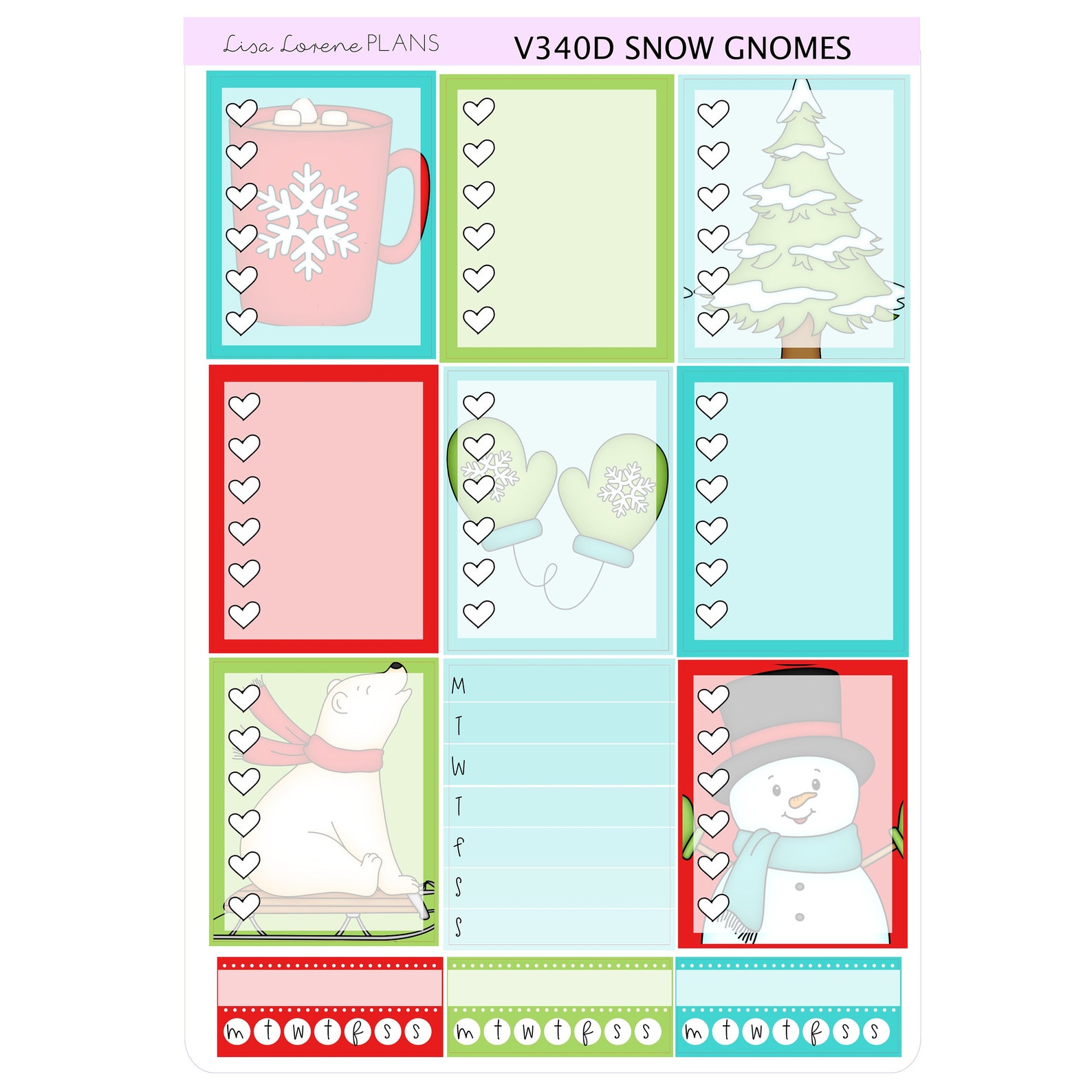 SNOW GNOMES Christmas Weekly Sticker Kit | Vertical Planner | Kit ...