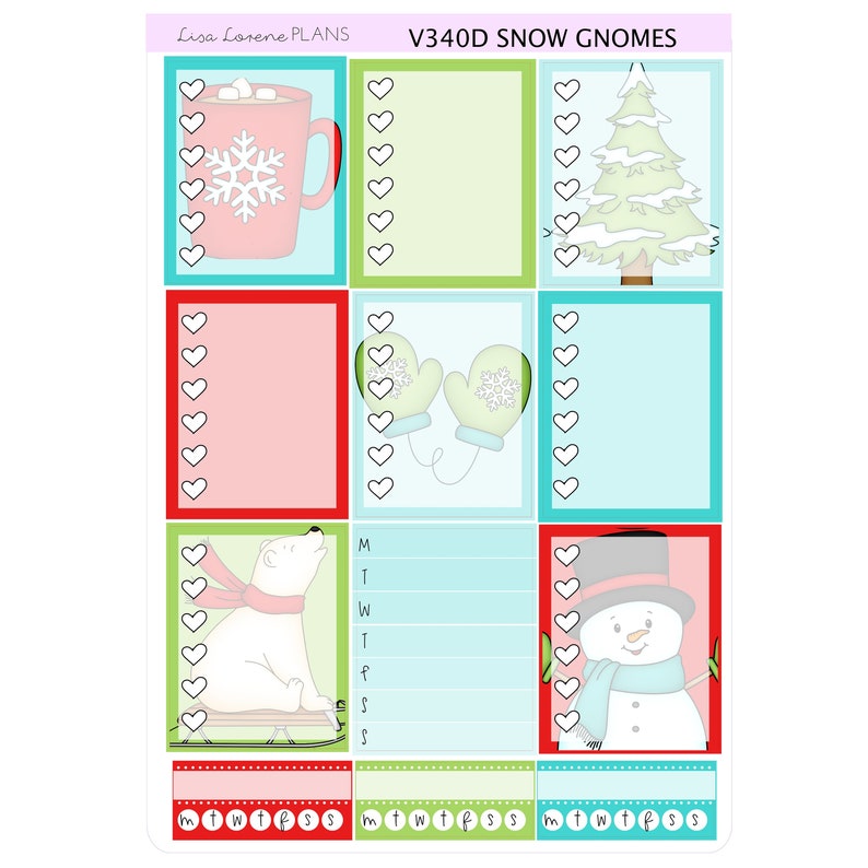 SNOW GNOMES Christmas Weekly Sticker Kit | Vertical Planner | Kit ...