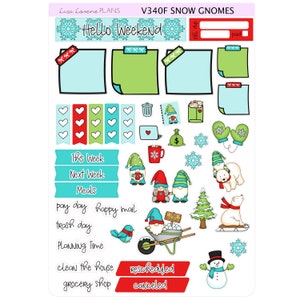 SNOW GNOMES Christmas Weekly Sticker Kit | Vertical Planner | Kit ...