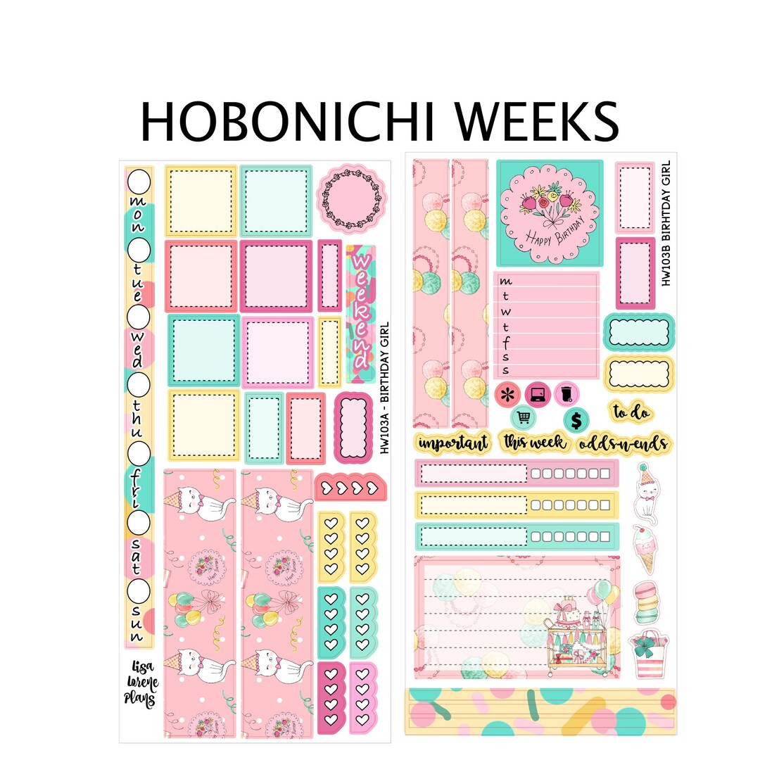 BIRTHDAY GIRL Weekly Planner Sticker Kit Hobonichi Weeks Sticker Kit ...