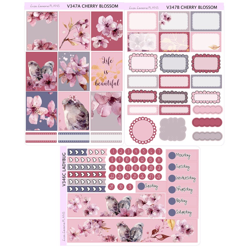 CHERRY BLOSSOM Weekly Sticker Kit Vertical Planner Kit - Etsy