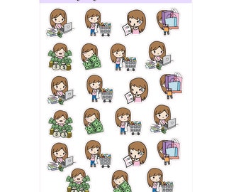 SIS COMPUTER WORK From Home Planner Stickers Doodle Character Neutral ...