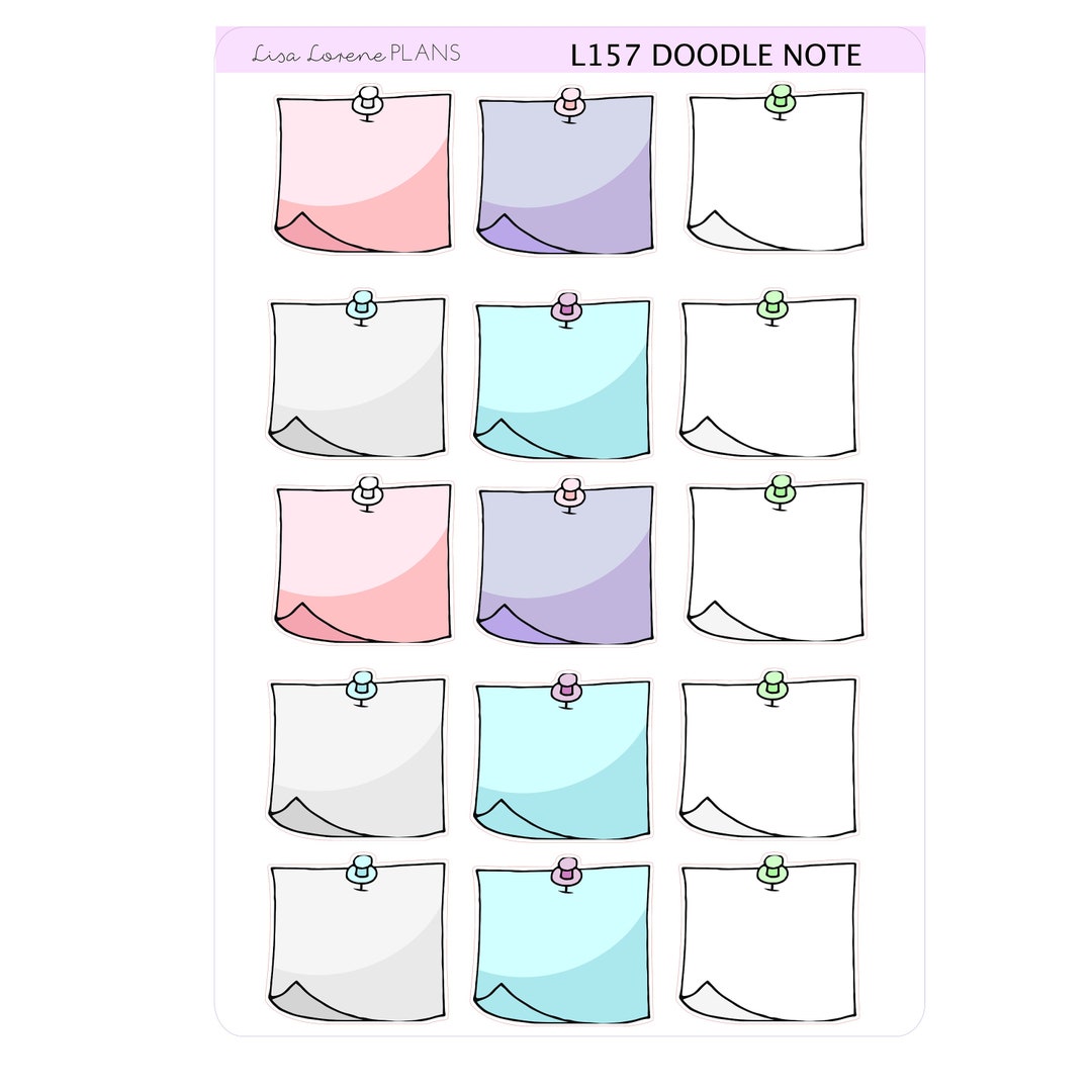 DOODLE POST IT Note Planner Stickers Hobonichi Cousin | L157 - Etsy