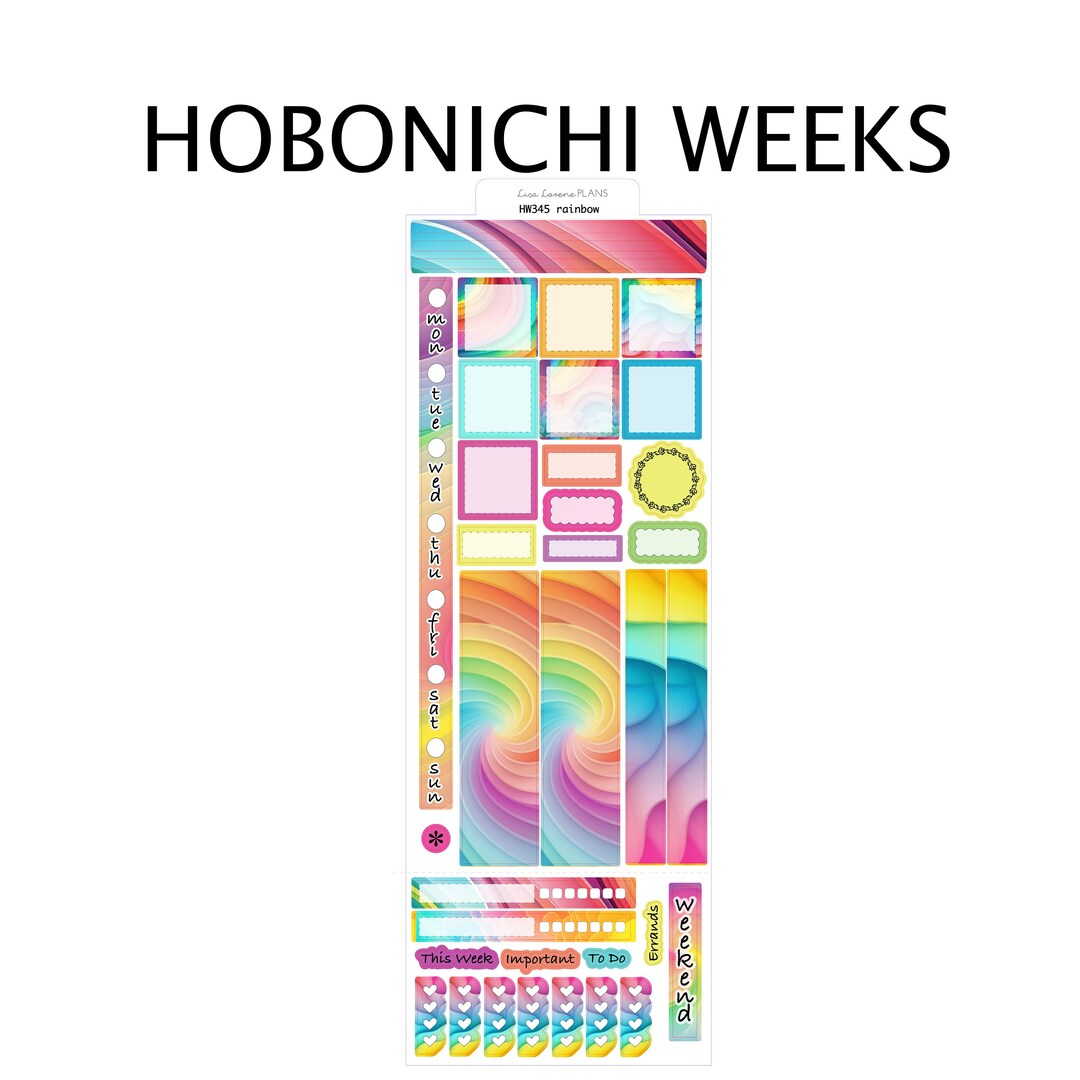 BRIGHT RAINBOW Planner Sticker Kit | Weekly Sticker Kit | for Hobonichi ...