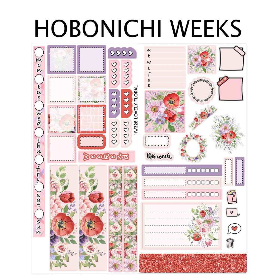 LOVELY FLORAL Weekly Planner Sticker Kit | Hobonichi Weeks Sticker Kit ...