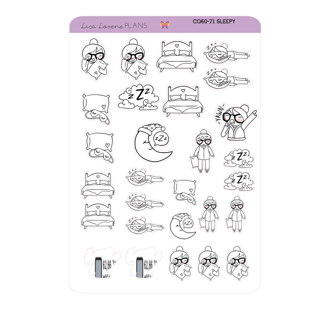SANDY SLEEPY TIRED Stickers | Neutral Doodle Character | Perfect for ...