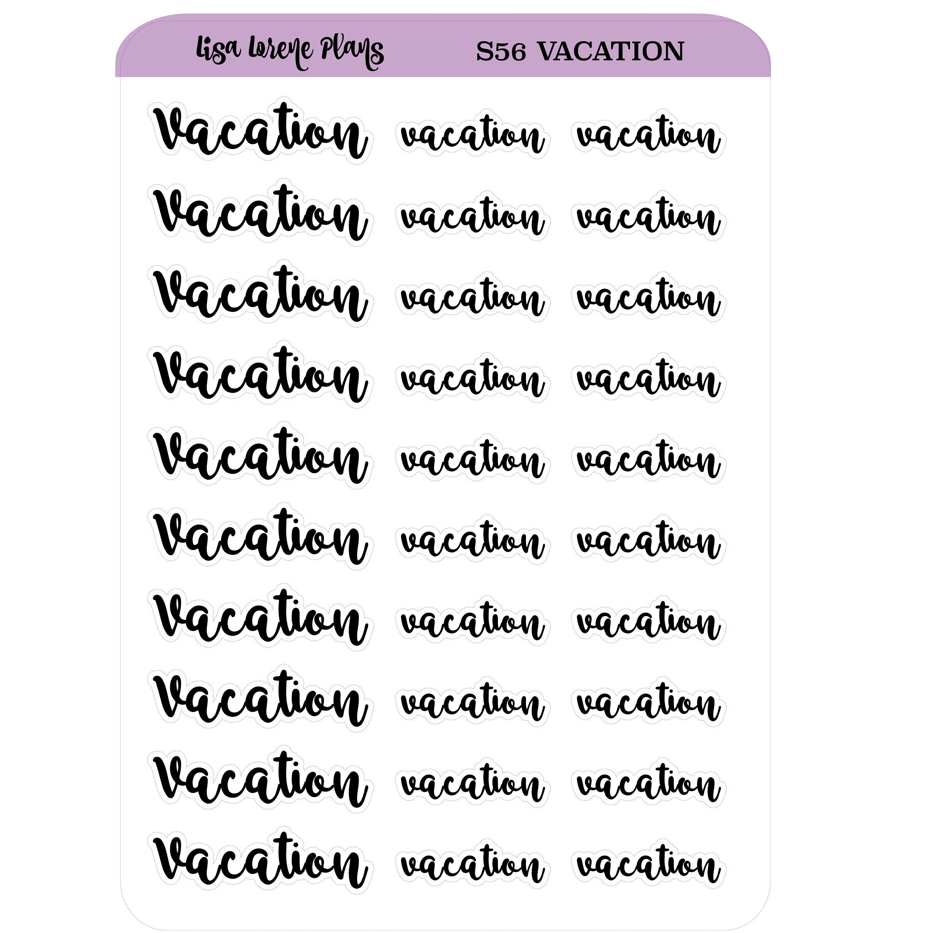 VACATION Script Typography Planner Stickers S56 | Etsy