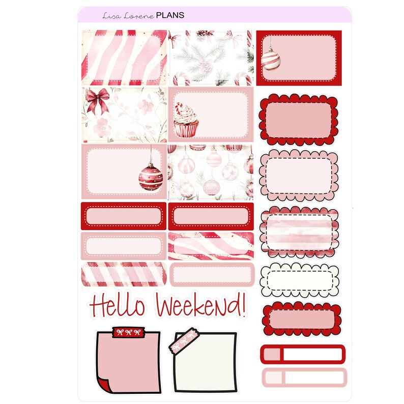 PEPPERMINT HOLIDAY Kit Weekly Planner Sticker Kit | Vertical Planner ...