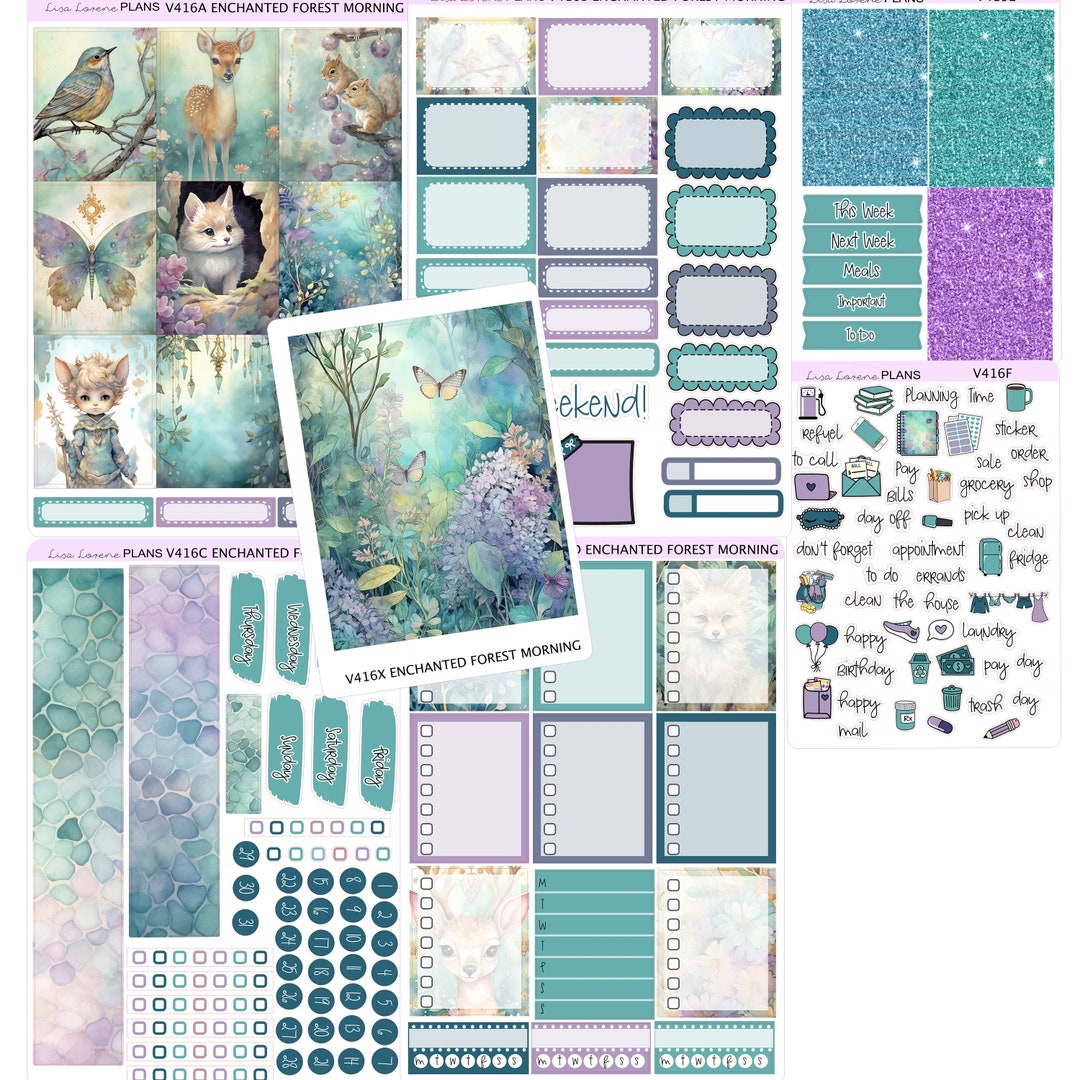ENCHANTED FOREST MORNING Weekly Planner Sticker Kit | Vertical Planner ...