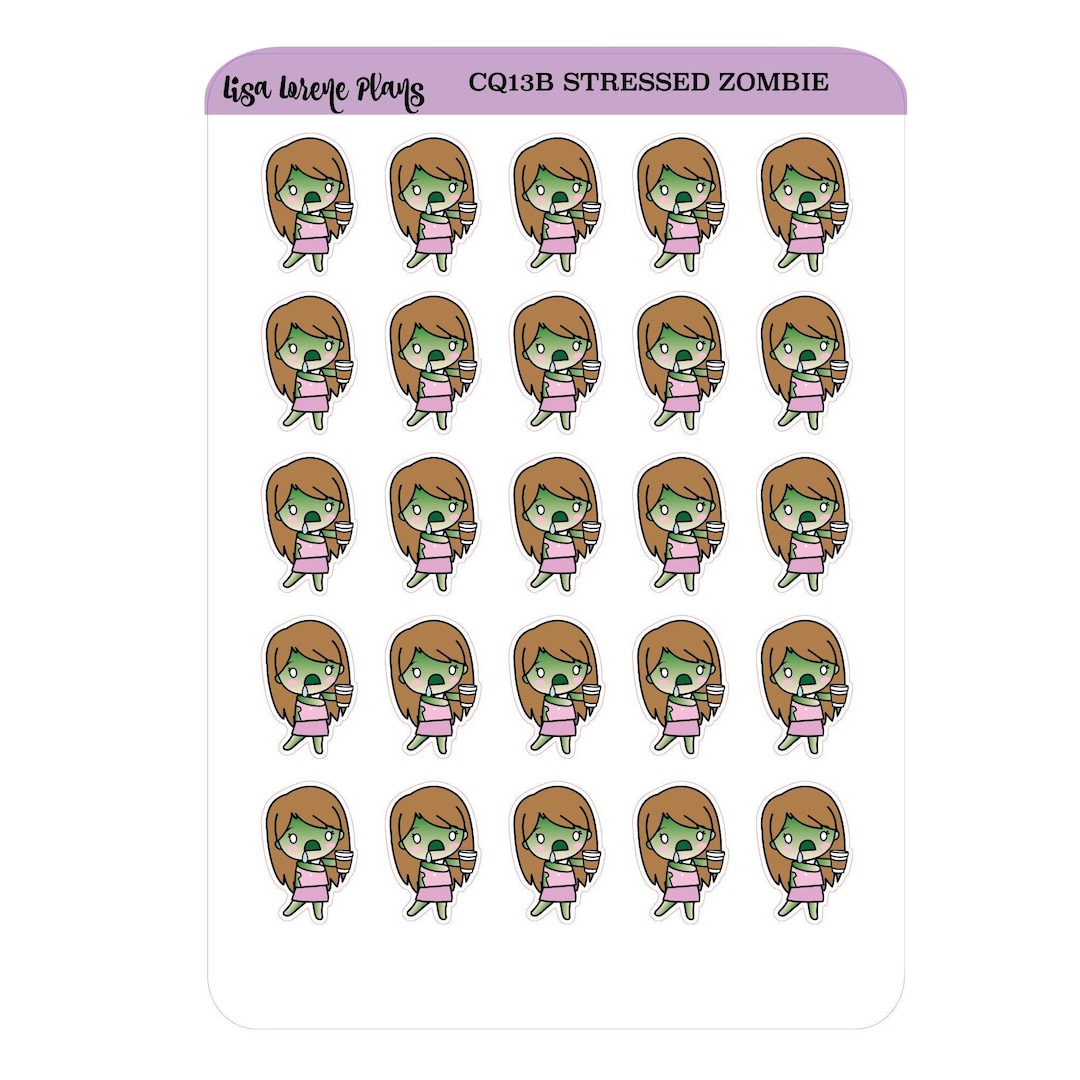 STRESSED ZOMBIE Planner Stickers | Doodle Character | Neutral Stickers ...
