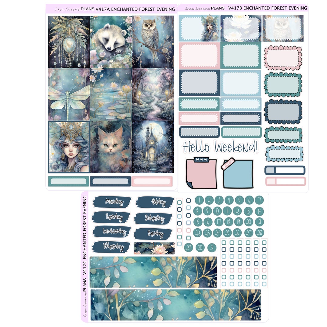 ENCHANTED FOREST EVENING Weekly Planner Sticker Kit Vertical Planner ...