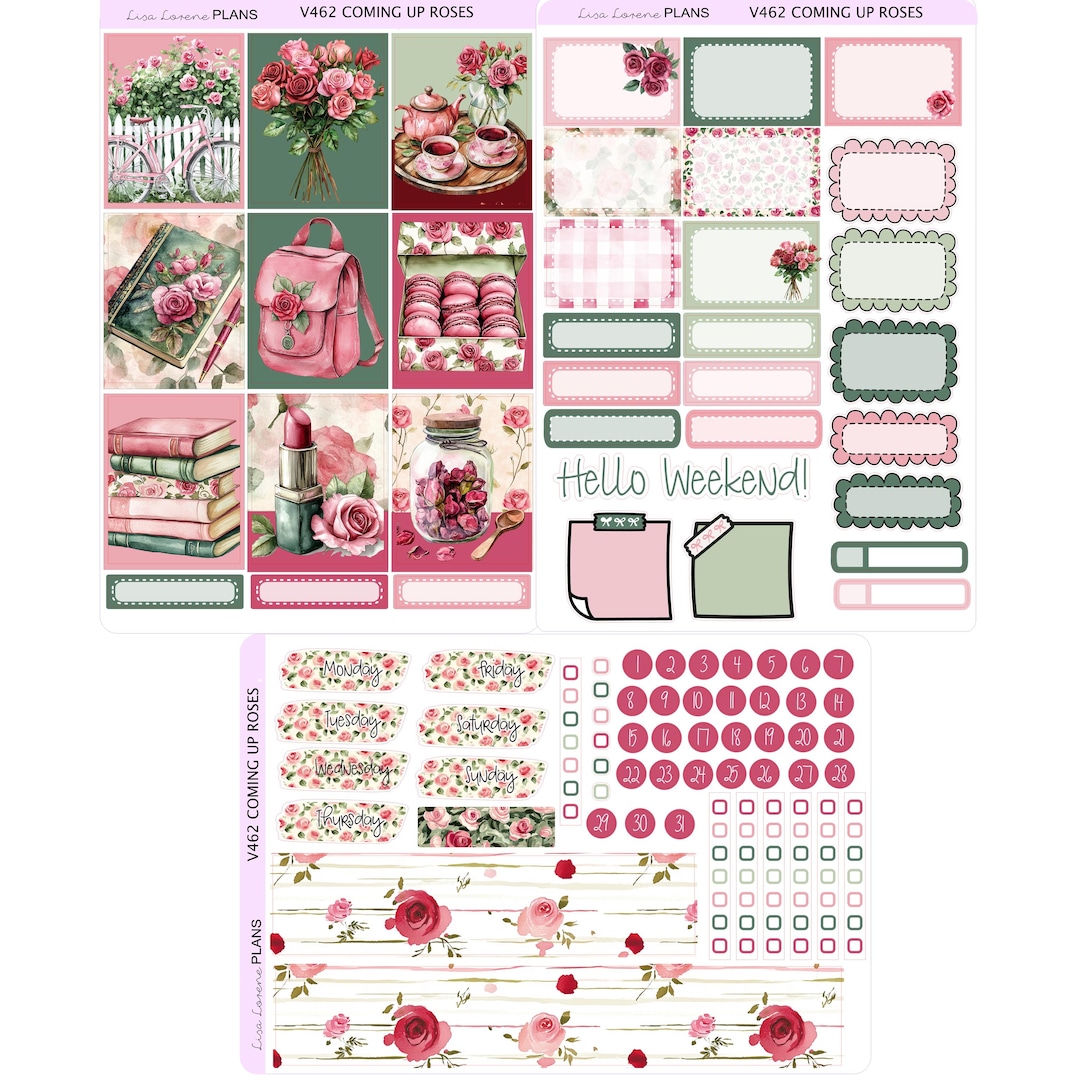 COMING UP ROSES Weekly Planner Sticker Kit | Vertical Planner | Perfect ...