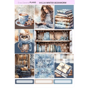 WINTER BOOKWORM Reading Weekly Planner Sticker Kit | Vertical Planner ...