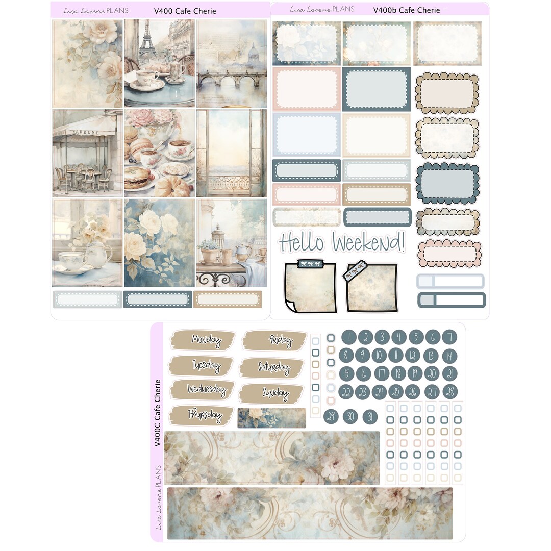 CAFE CHERIE Coffee Weekly Planner Sticker Kit | Vertical Planner ...