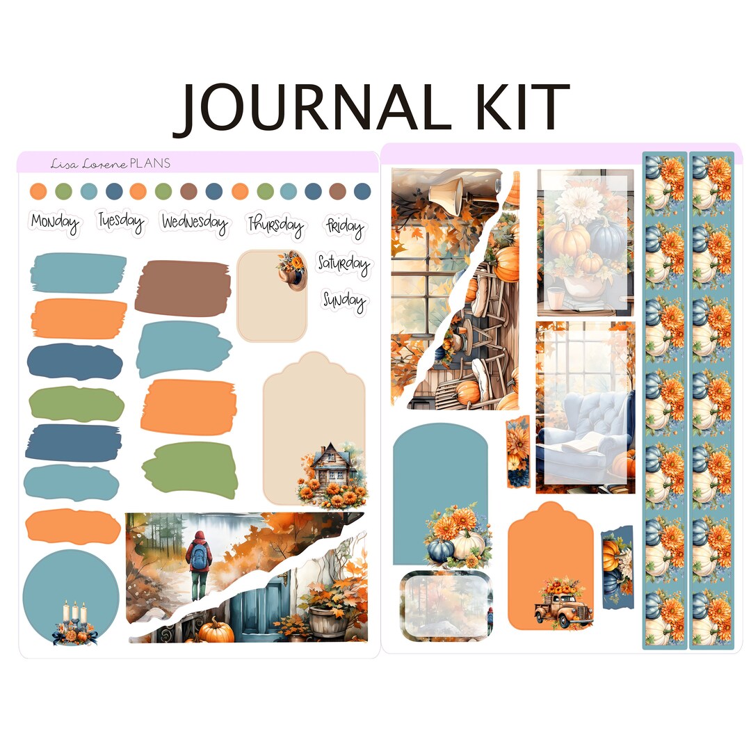 AUTUMN BLUE Bujo Journaling Sticker Kit Perfect for Many Planners JK7 ...