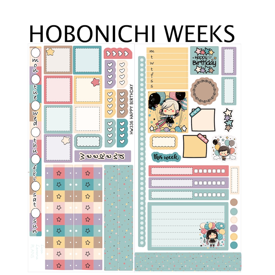 HAPPY BIRTHDAY Hobonichi Weeks Sticker Kit | Weekly Planner Sticker Kit ...