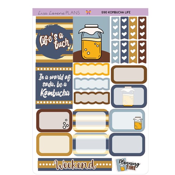 KOMBUCHA LIFE Mini Planner Sticker Set Perfect for Vertical - Etsy