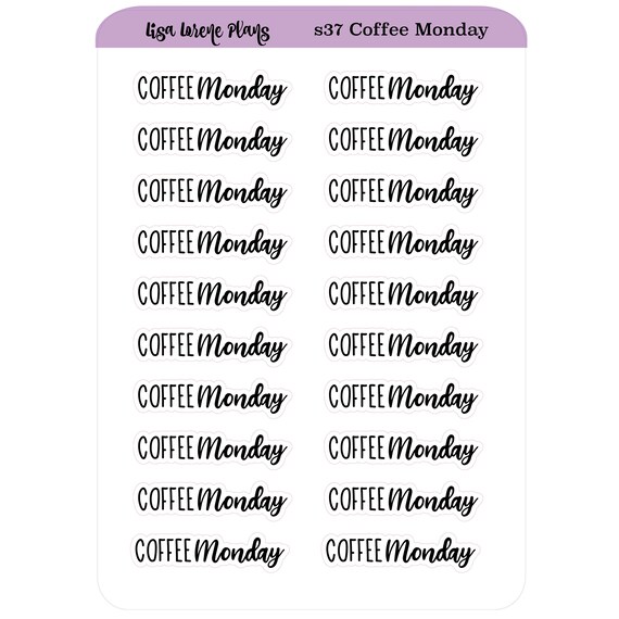 COFFEE MONDAY Script Typography Planner Stickers S37 | Etsy