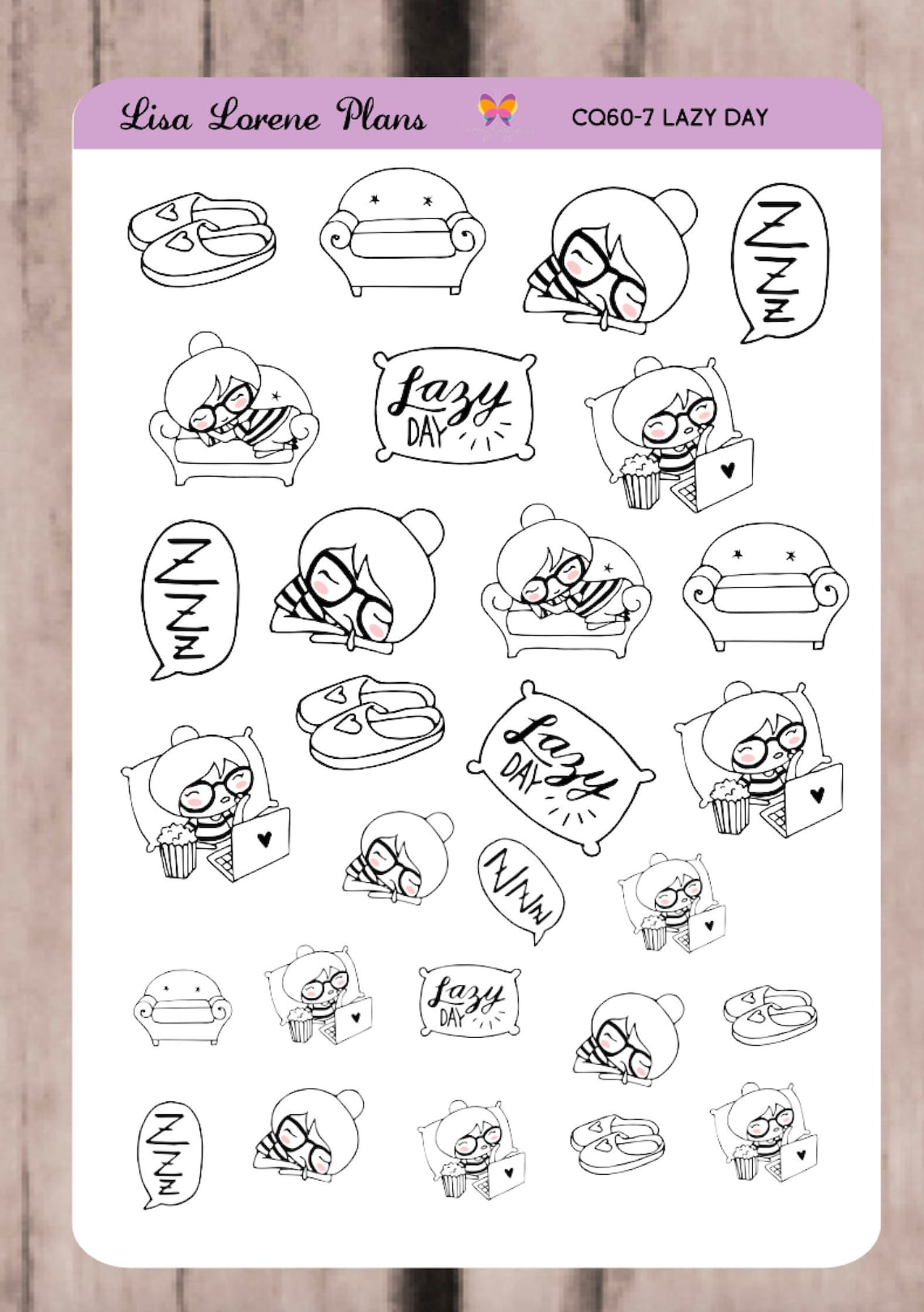SANDY LAZY DAY Planner Stickers Doodle Character Natural - Etsy